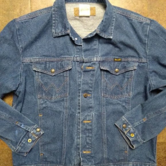 Wrangler | Jackets & Coats | Vtg Wrangler Blue Denim Button Up Long ...